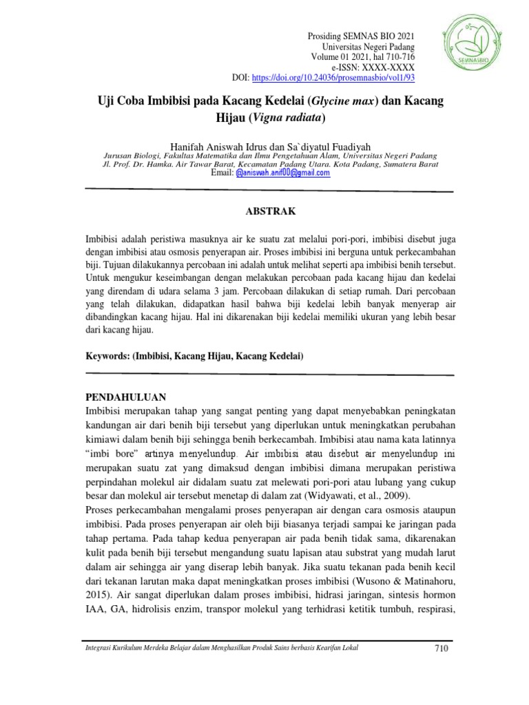 Uji Imbibisi Kacang Kedelai dan Hijau | PDF