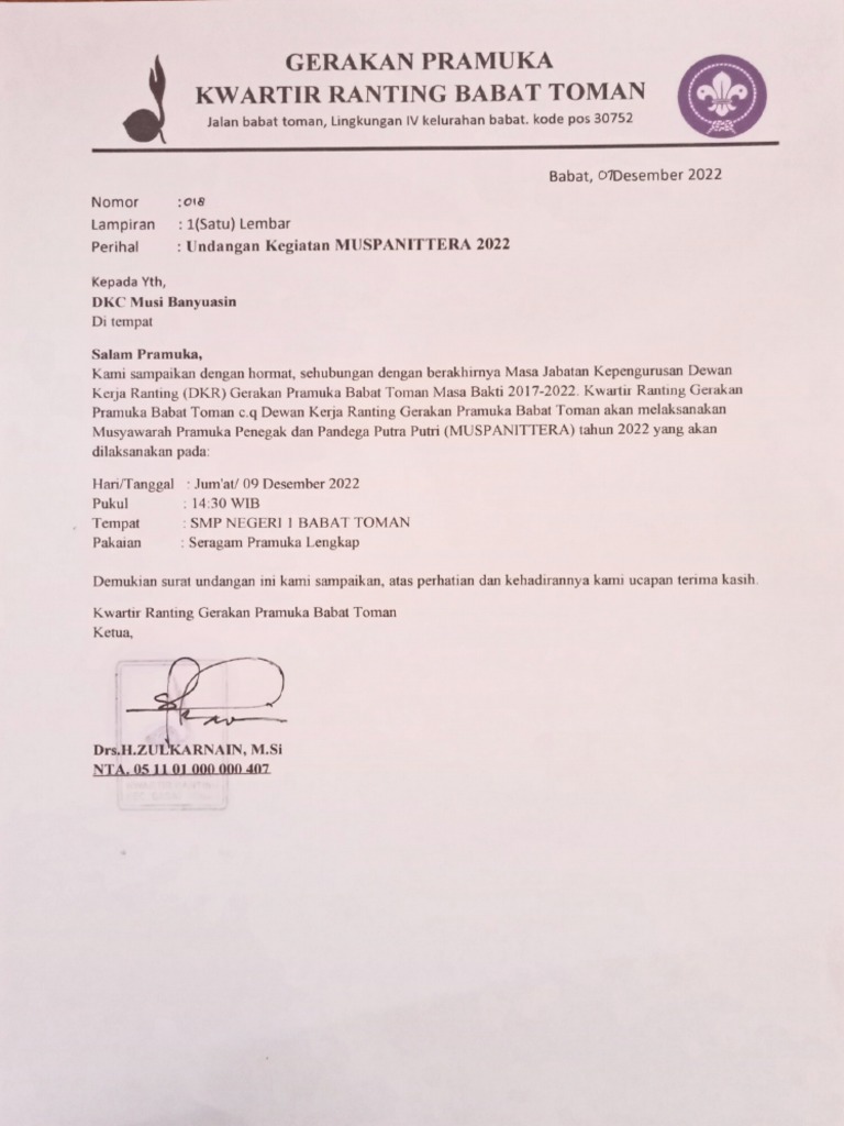 Undangan Muspanitera DKC | PDF