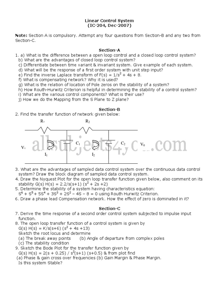 (WWW - Entrance-Exam - Net) - PTU B. Tech ECE-4th Semester-Linear ...
