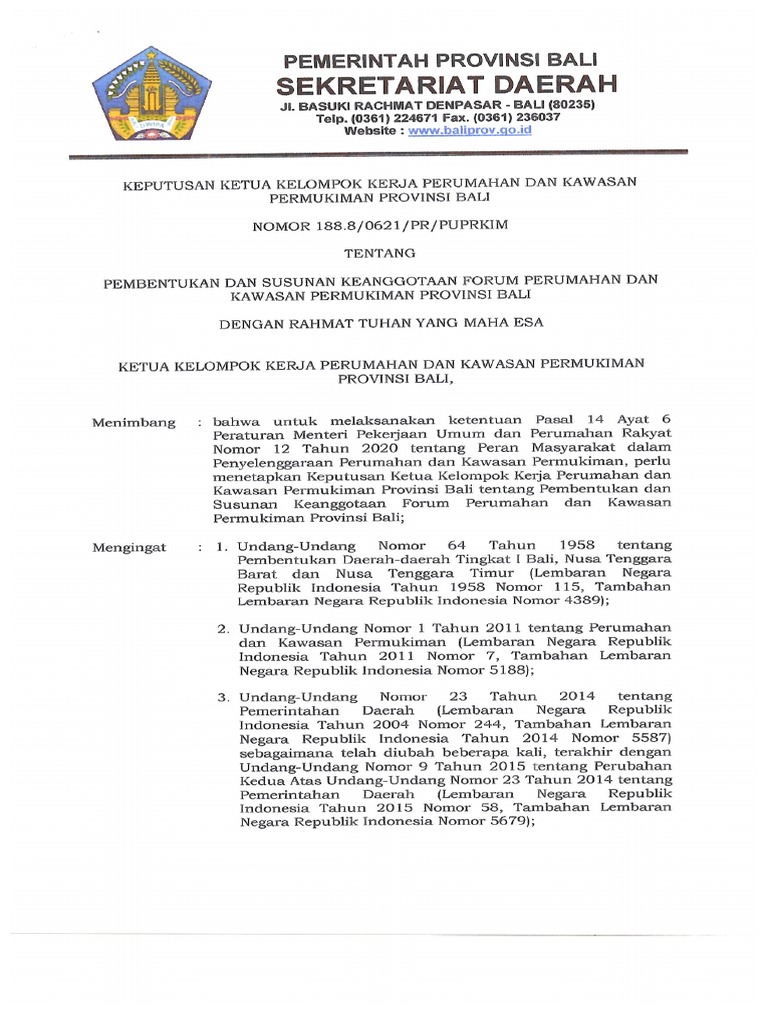 SK Forum PKP Provinsi Bali | PDF