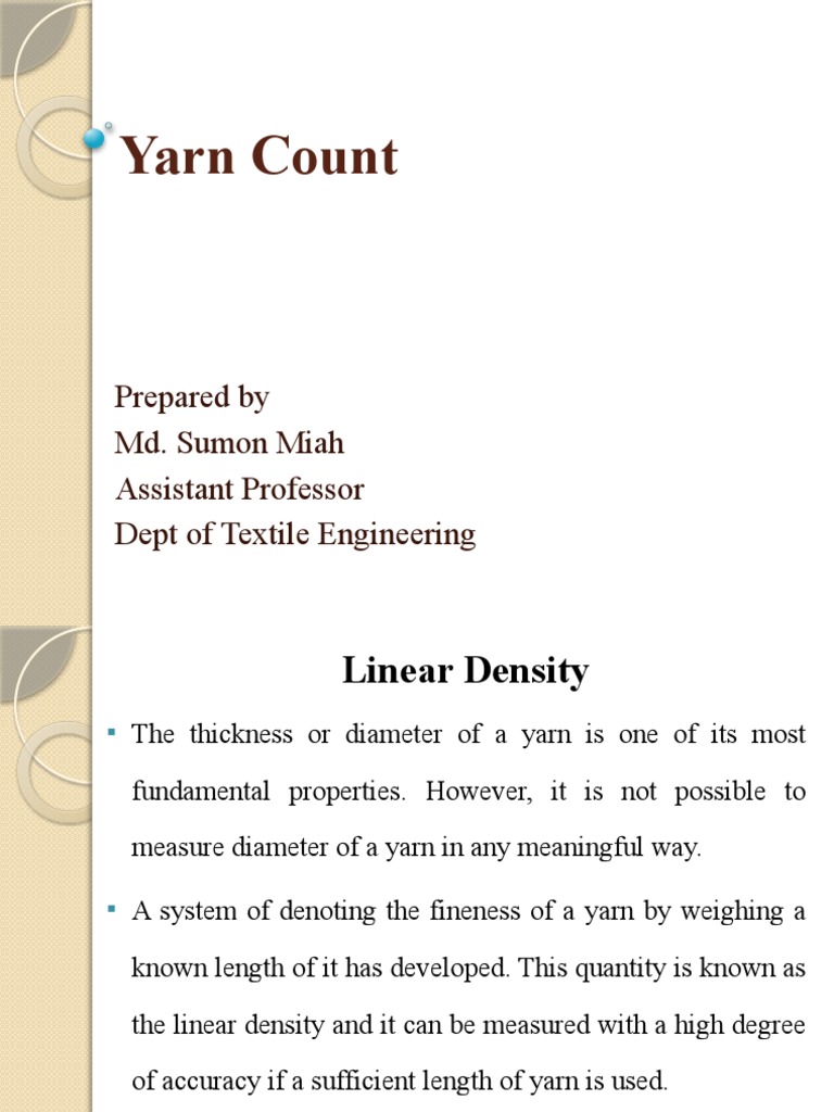 Yarn Count | PDF | Weighing Scale | Yarn