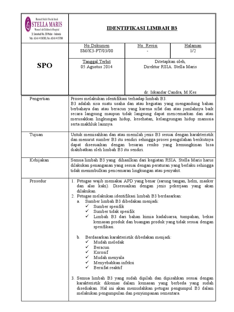 SPO Identifikasi Limbah B3 | PDF