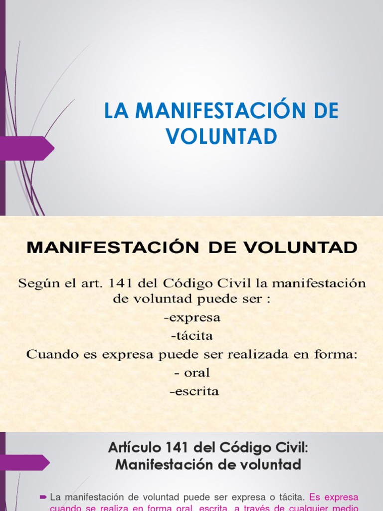 La Manifestacion de Voluntad | PDF | Voluntad y testamento | Libertad