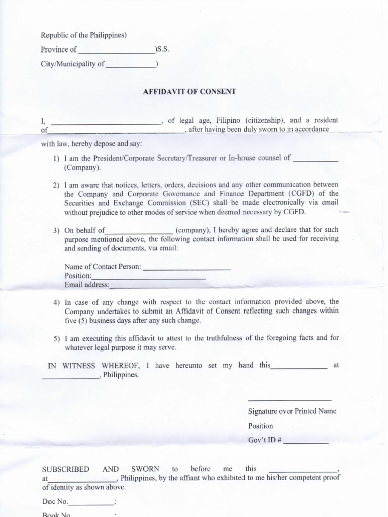 SEC Affidavit of Consent | PDF