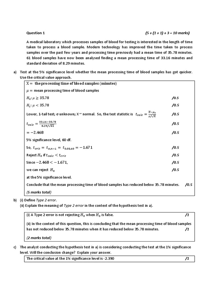 2160 - Mock Exam Sol - Tri 1 22 | PDF | Statistical Significance ...