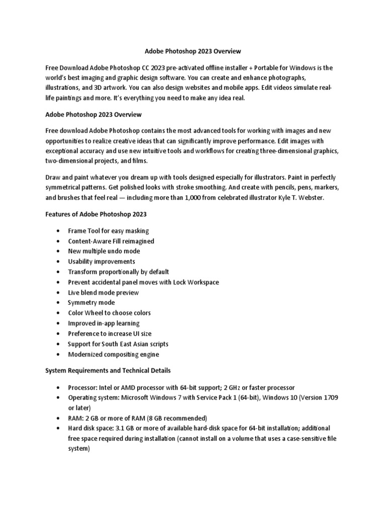 Adobe Photoshop 2023 Overview | PDF