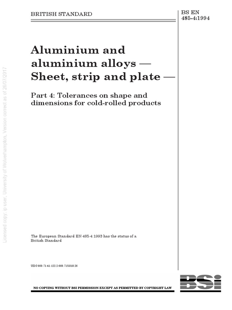 BS en 485-4-1994 - (2017-07-26 - 03-07-30 Am) | PDF | Engineering ...