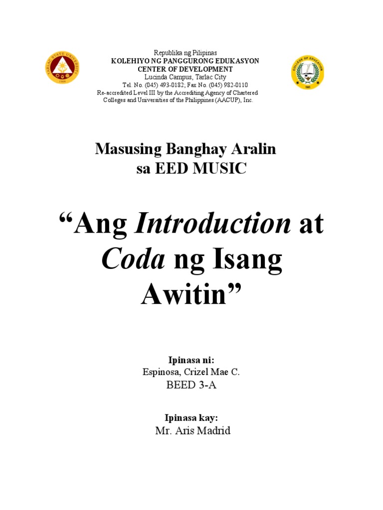 Ang Introduction at Coda NG Isang Awitin - DLP | PDF