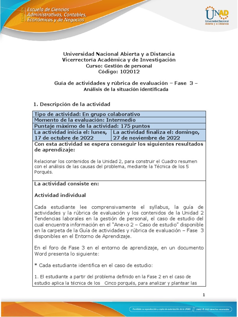 Guia de Actividades y Rúbrica de Evaluación - Unidad 2 - Fase 3 - Análisis de La Situación ...
