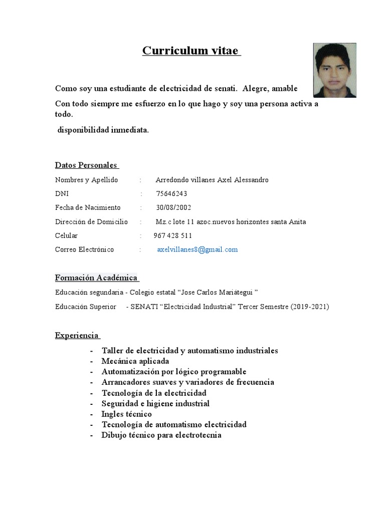 CV Axel Alessandro Arredondo Villanes | PDF