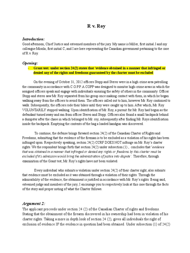 R v. Roy | PDF | Detention (Imprisonment) | Search And Seizure