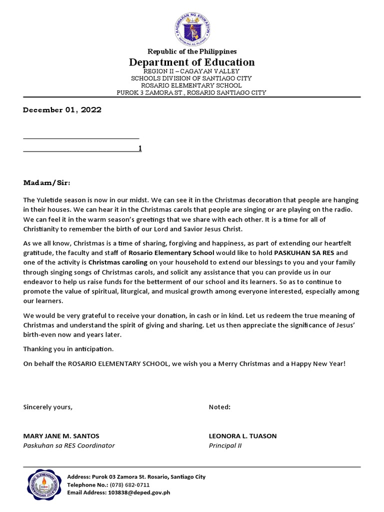 Caroling Letter | PDF | Christmas