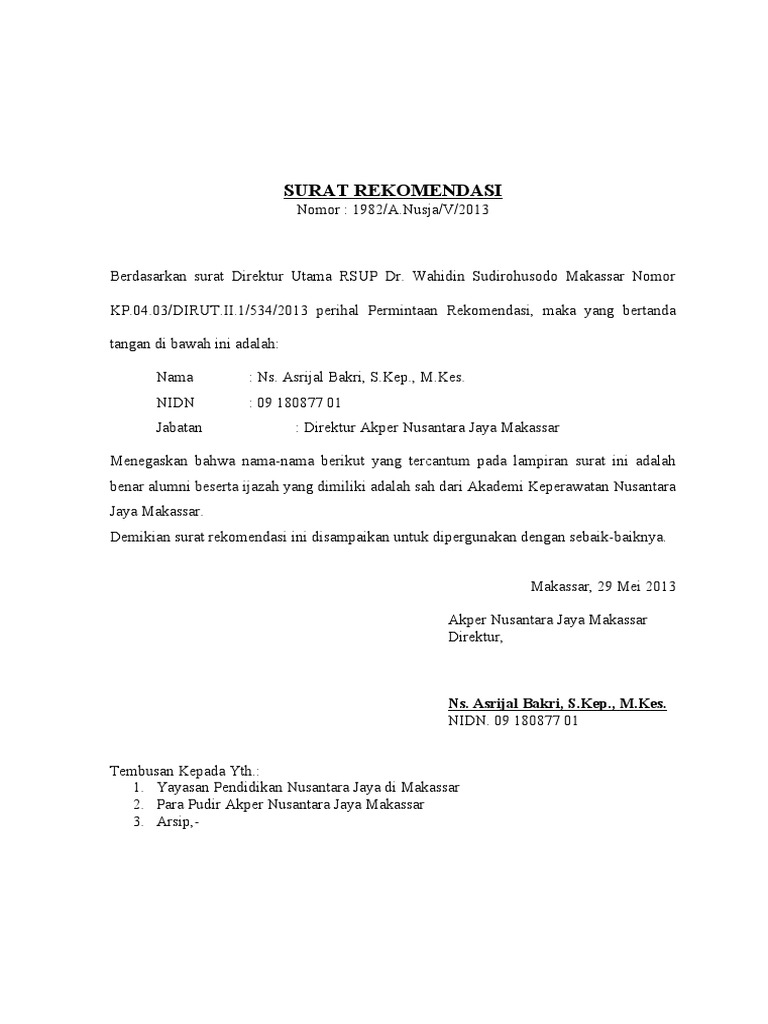 Surat Rekomendasi | PDF