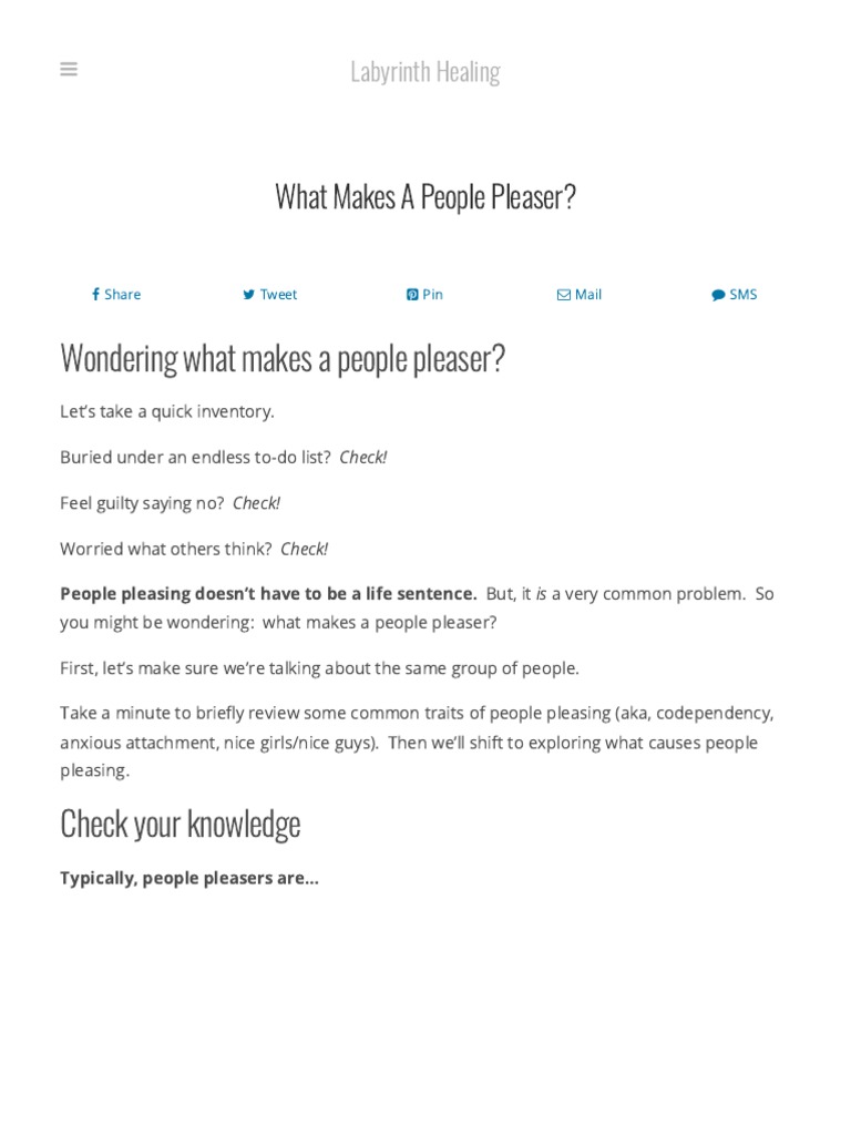 Understanding People Pleasing Traits | PDF | Attachment Theory | Feeling