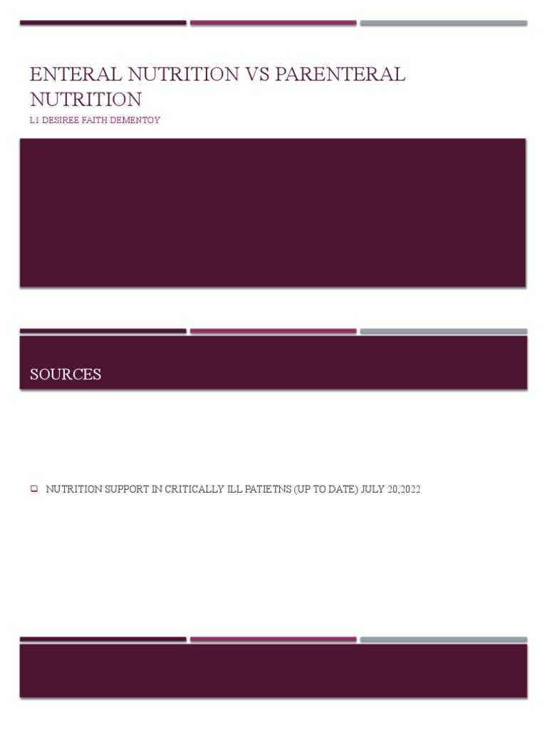 Enteral Nutrition Vs Parenteral Nutrition | PDF | Public Health | Human ...