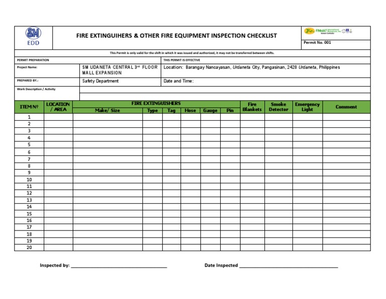 Fire Equipment Inspection Checklist | PDF | Manufactured Goods | Public ...