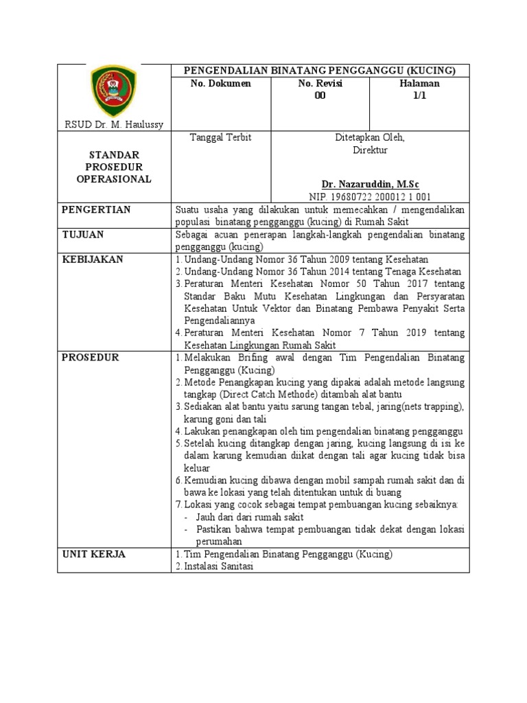 Sop Pengendalian Binatang Pengganggu | PDF