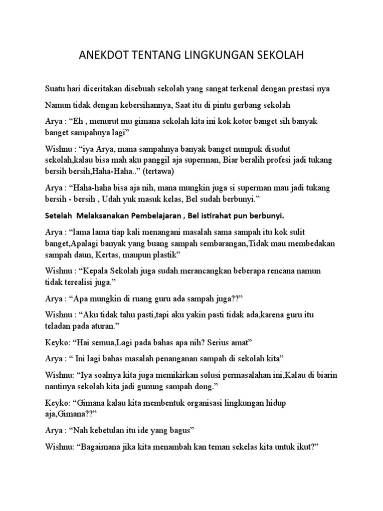 ANEKDOT LINGKUNGAN SEKOLAH DIalog 5 Orang | PDF