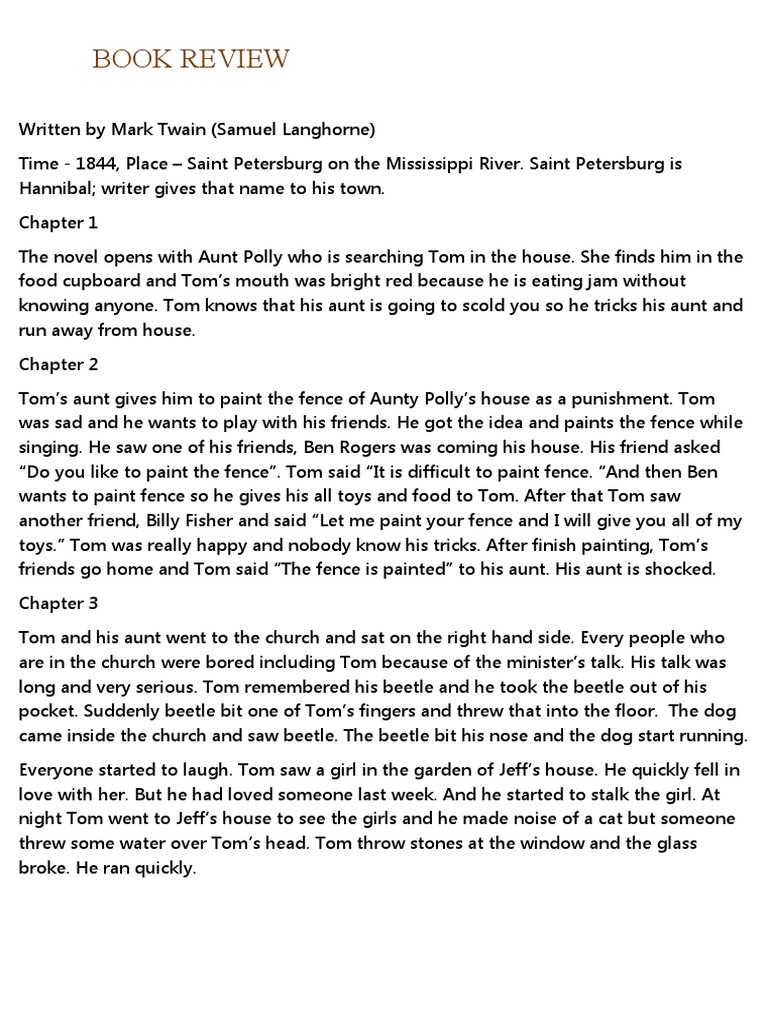 Book Review | PDF | The Adventures Of Tom Sawyer | Huckleberry Finn