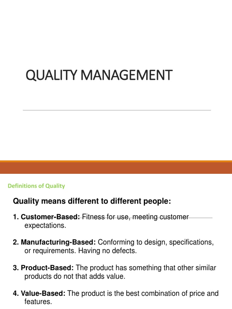 Quality Management | PDF | Quality (Business) | Quality Management