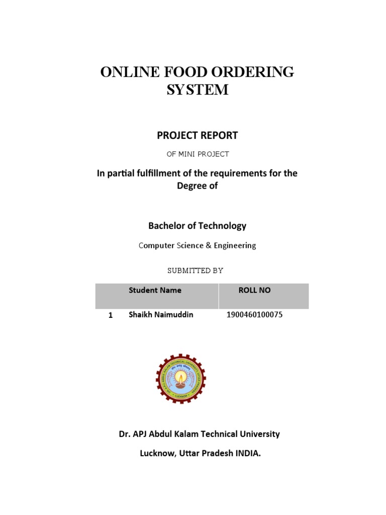 Online Food Order ProjectReport | PDF | World Wide Web | Internet & Web