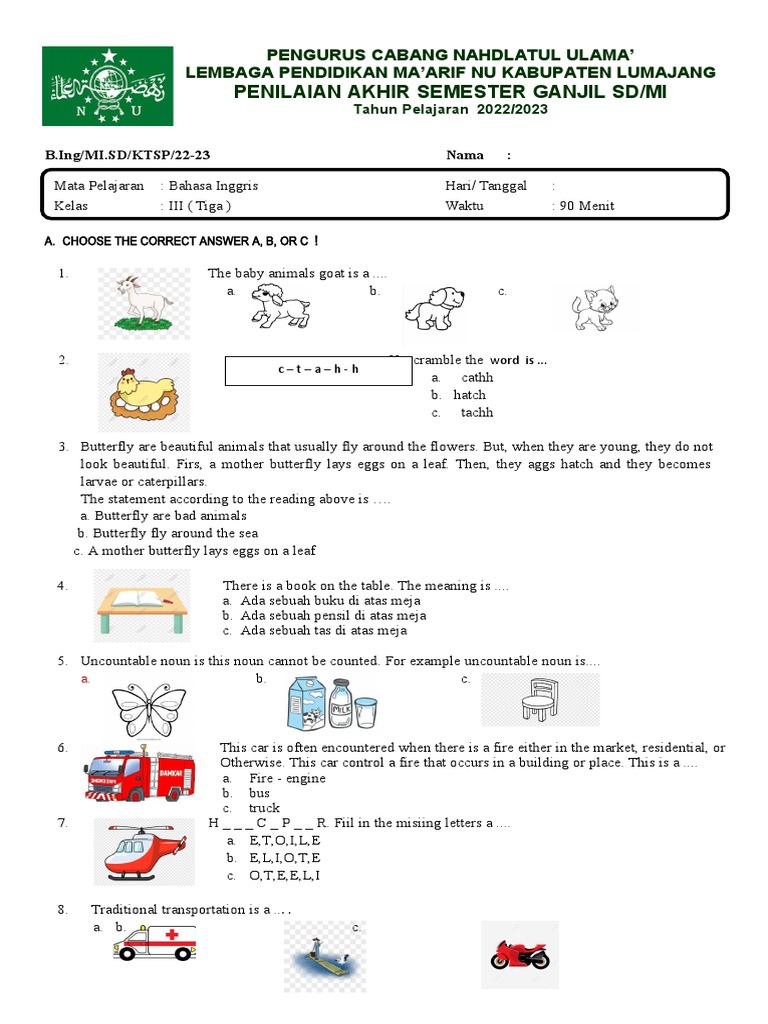 Bahasa Inggris Kelas 3 | PDF