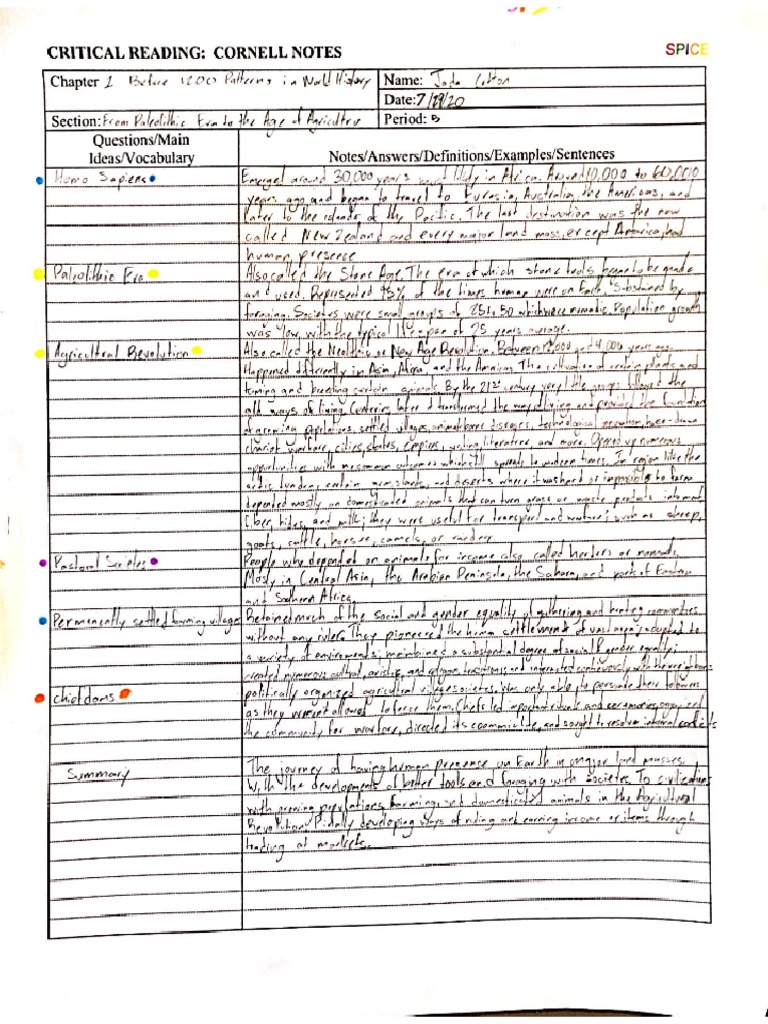Chapter 1 Cornell Notes | PDF