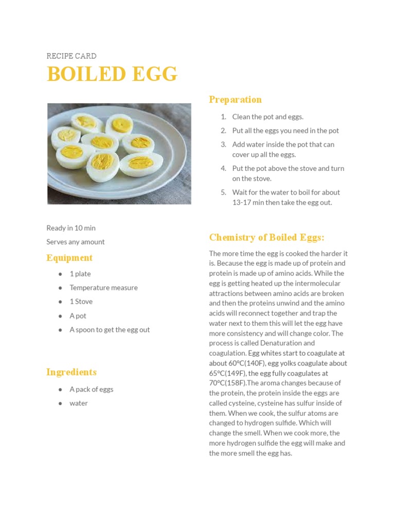 Recipe Card | PDF | Egg As Food | Denaturation (Biochemistry)