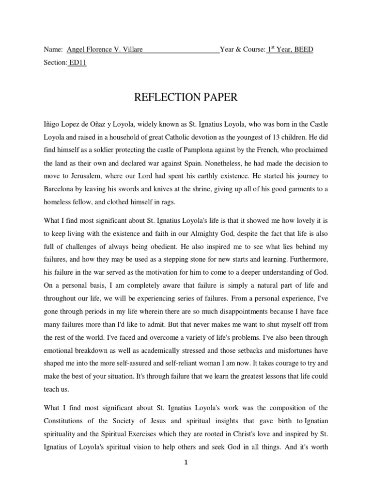 Angel Florence V. Villare (Midterm Reflection Paper) | PDF | Ignatius ... Angel Florence V. Villare (Midterm Reflection Paper) | PDF | Ignatius ...