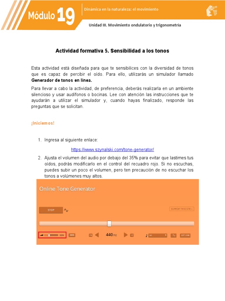 M19 - S3 - AF5 - Sensibilidad A Los Tonos | PDF | Sonido | Frecuencia