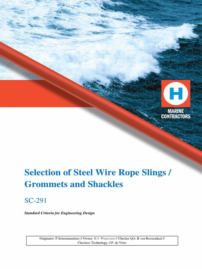 Standard Criteria for the Selection of Steel Wire Rope Slings, Grommets ...
