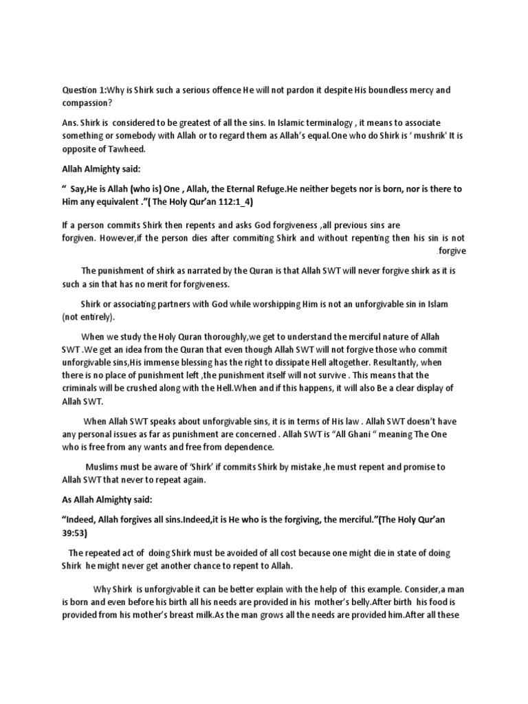 Shirk Pdf God In Islam God