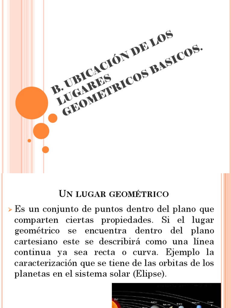 Ubicacion de Los Lugares Geometricos Basicos | PDF | Elipse | Geometría