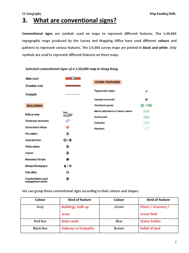 Map Reading Skills for S1 Geography | PDF | Color | Communication Design