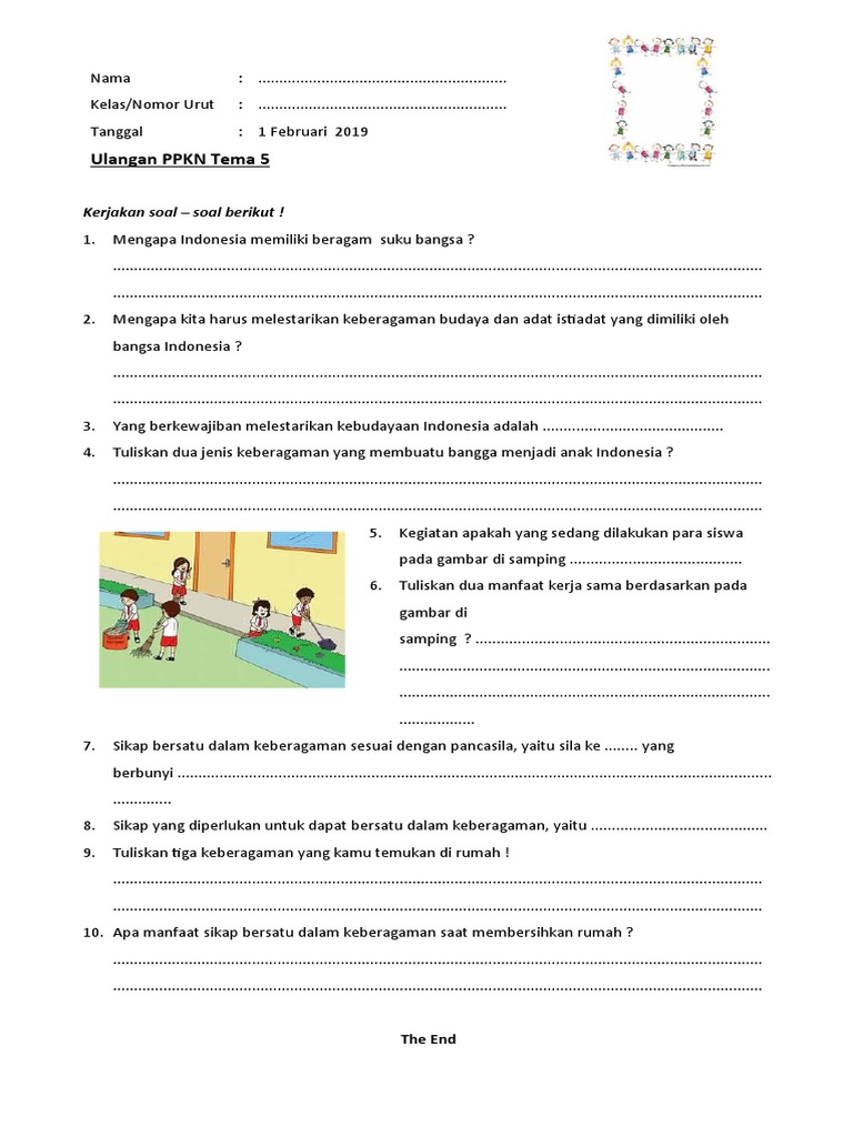 Ulangan PPKN Tema 5 | PDF