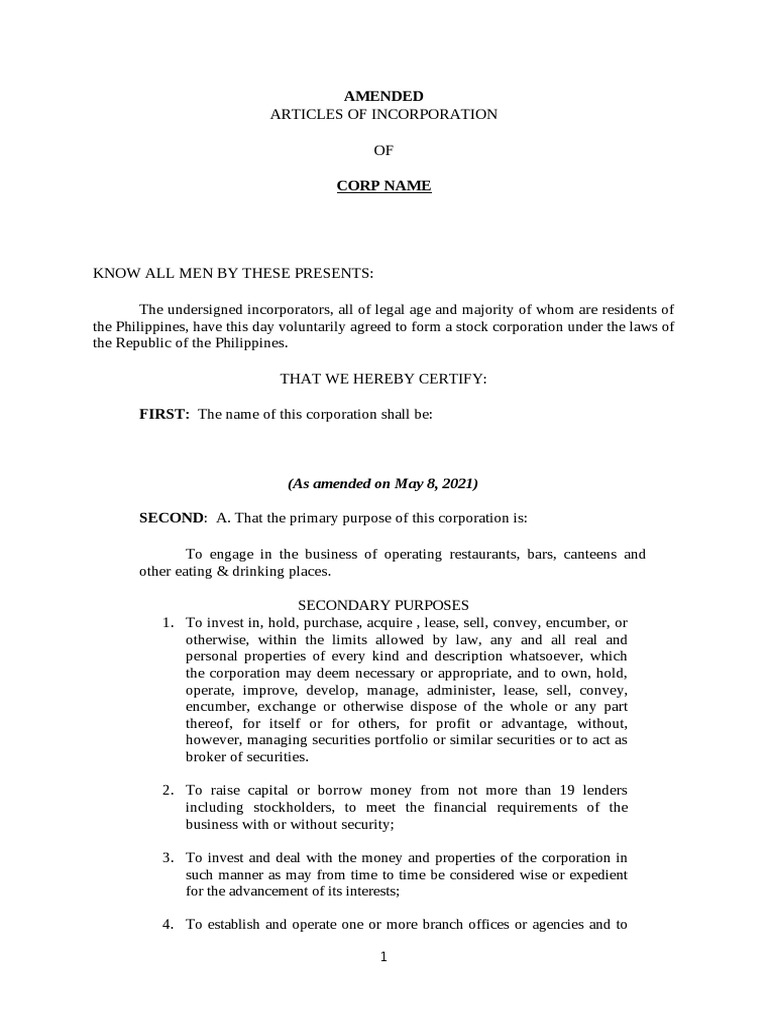Amended-Articles-of-Incorporation SEC | PDF