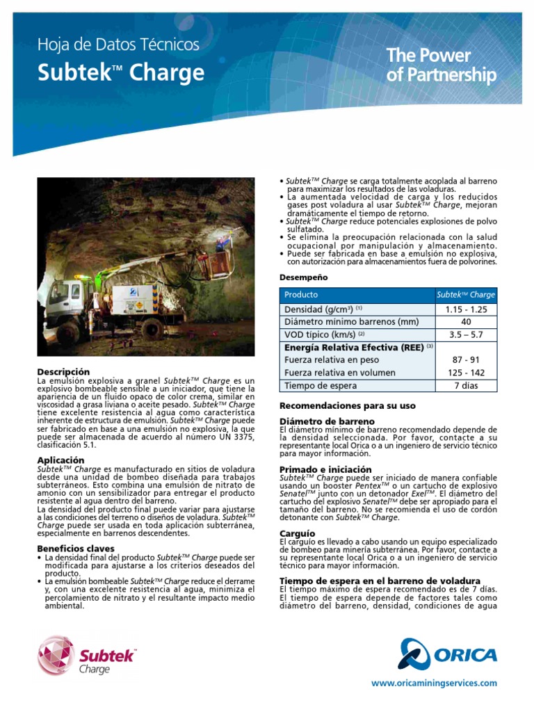 Emulsión Subtek Charge | PDF | Química | Ciencias fisicas