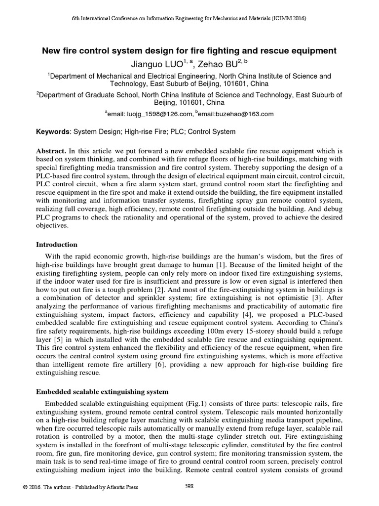 New Fire Control System Design For Fire Fighting and Rescue Equipment ...