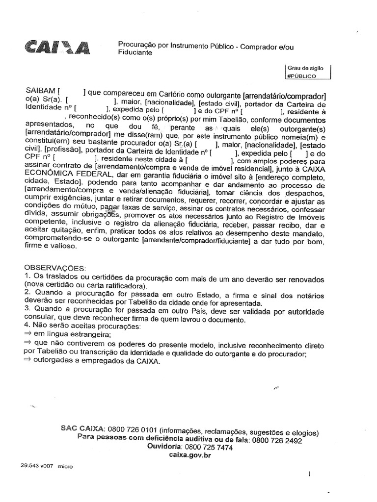 MODELO DE PROCURAÇÃO Caixa | PDF