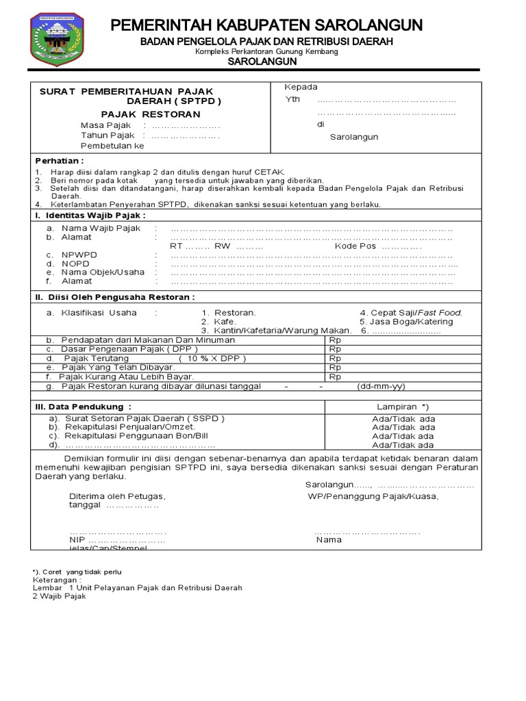 BPRD SPTPD P. Restoran | PDF