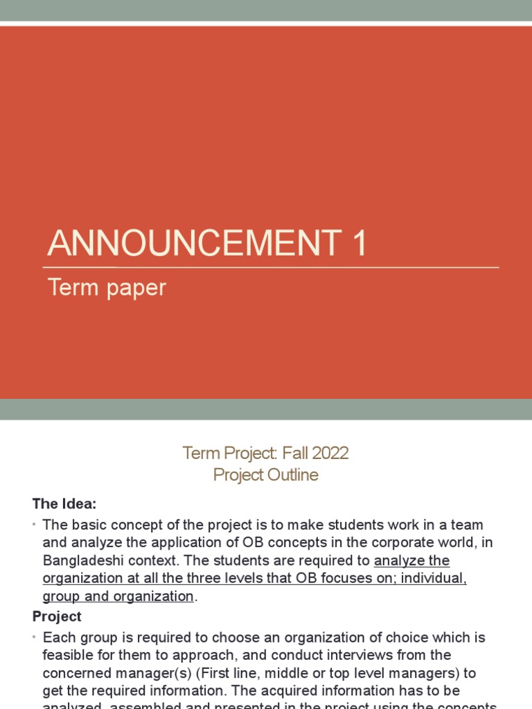 Assignment and Term Paper Guideline | PDF | Organizational Behavior ...