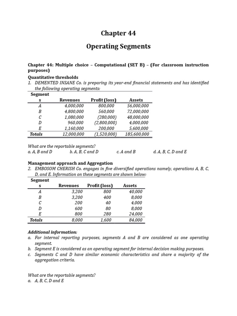 Chapter 44 Operating Segments | PDF | Financial Statement | Securities (Finance)