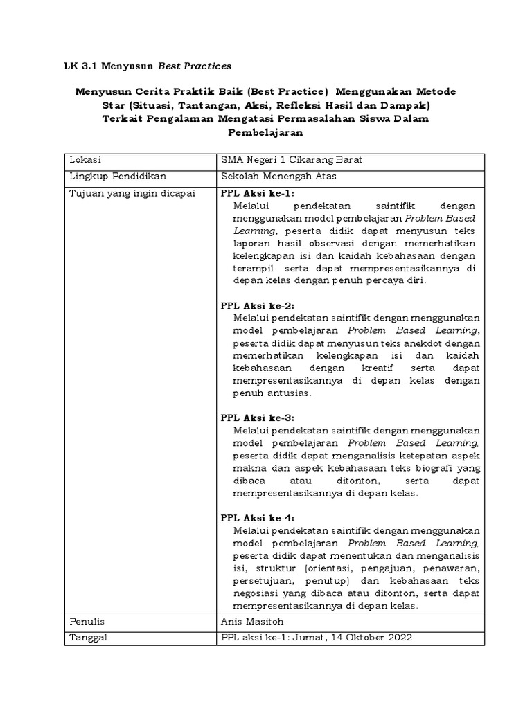 Best Practice - Anis Masitoh | PDF