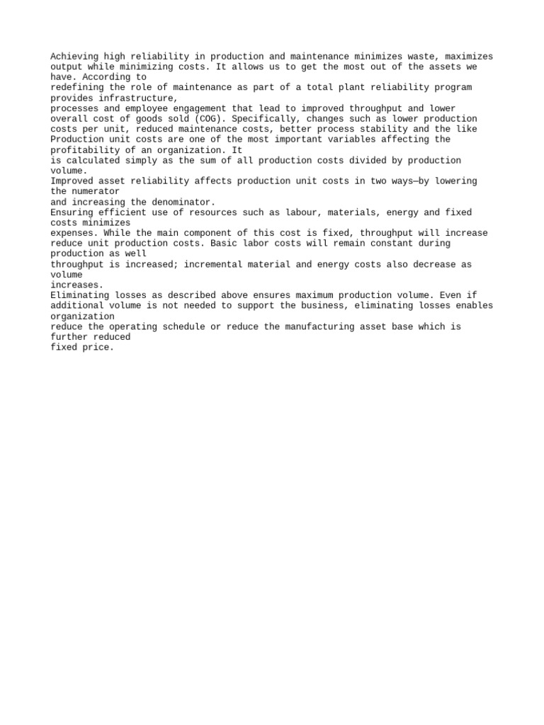 High Reliability In Manufacturing And Maintenance Pdf Business