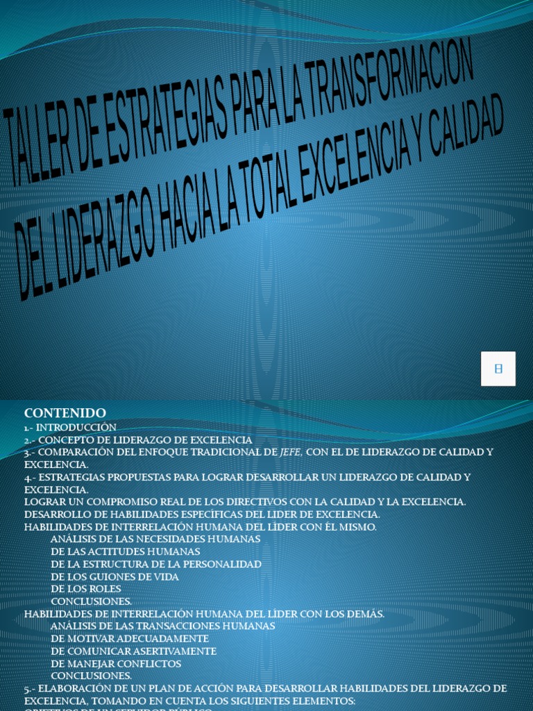 Liderazgo Calidad Excelencia | PDF | Liderazgo | Pensamiento