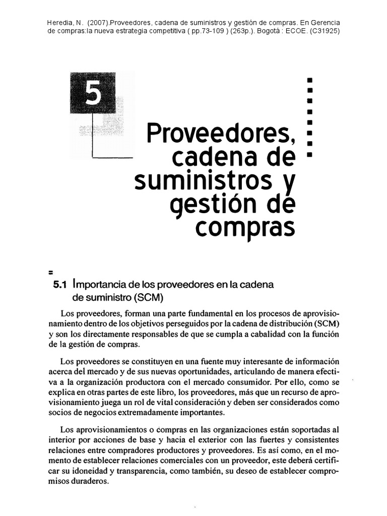 Proveedores, Cadena de Suministros y Gestión de Compras | PDF | Calidad (comercial) | Mercado ...