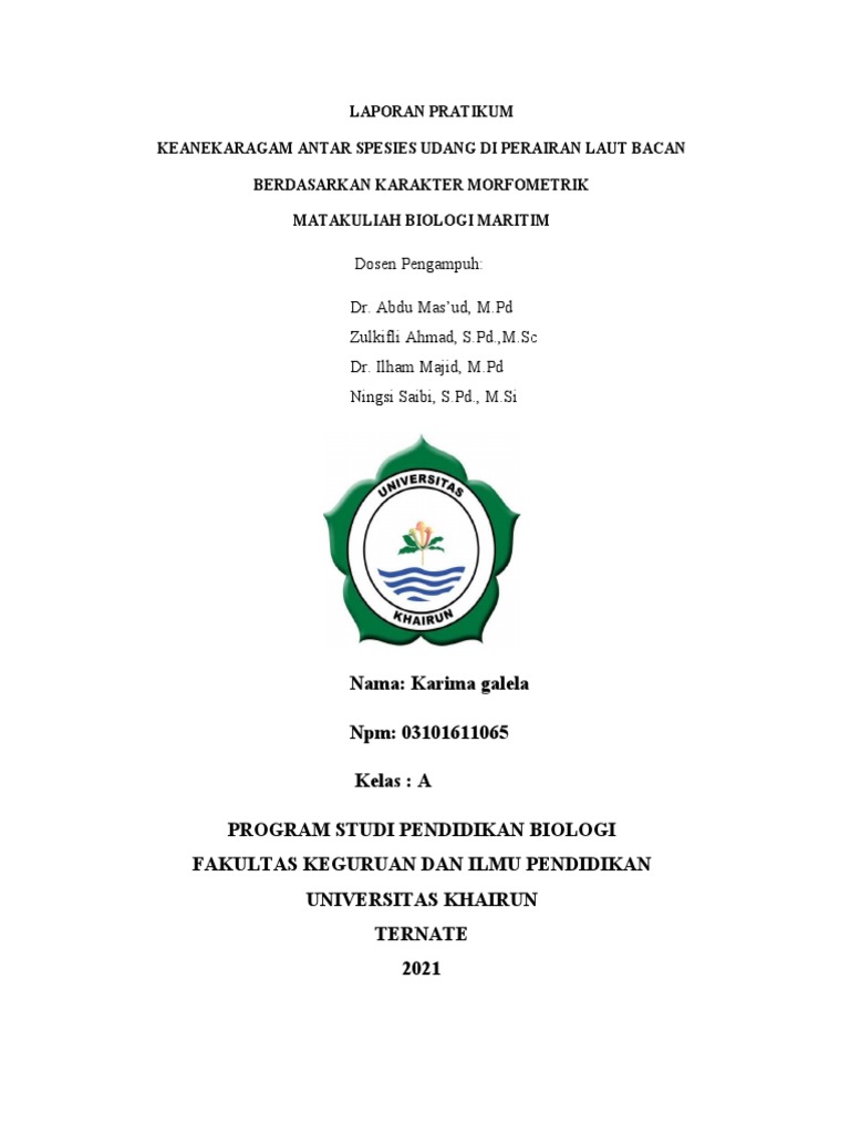 Laporan Pratikum Biologi Maritim Karima | PDF