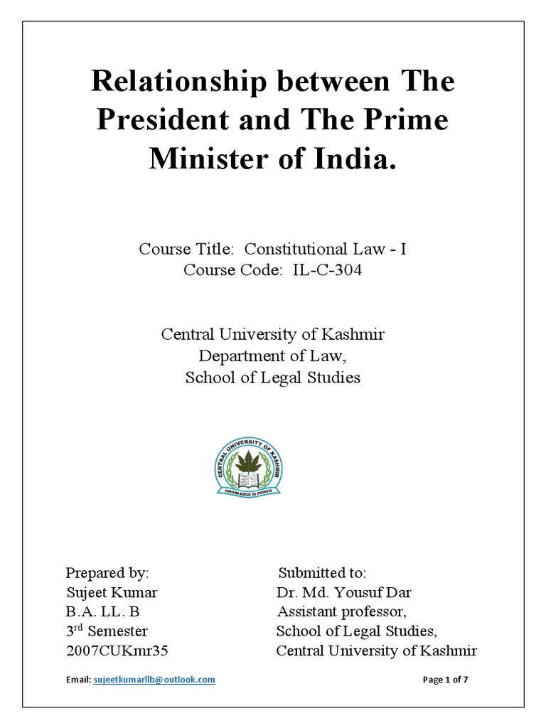 President-Prime Minister Dynamics in India | PDF | Government Related ...