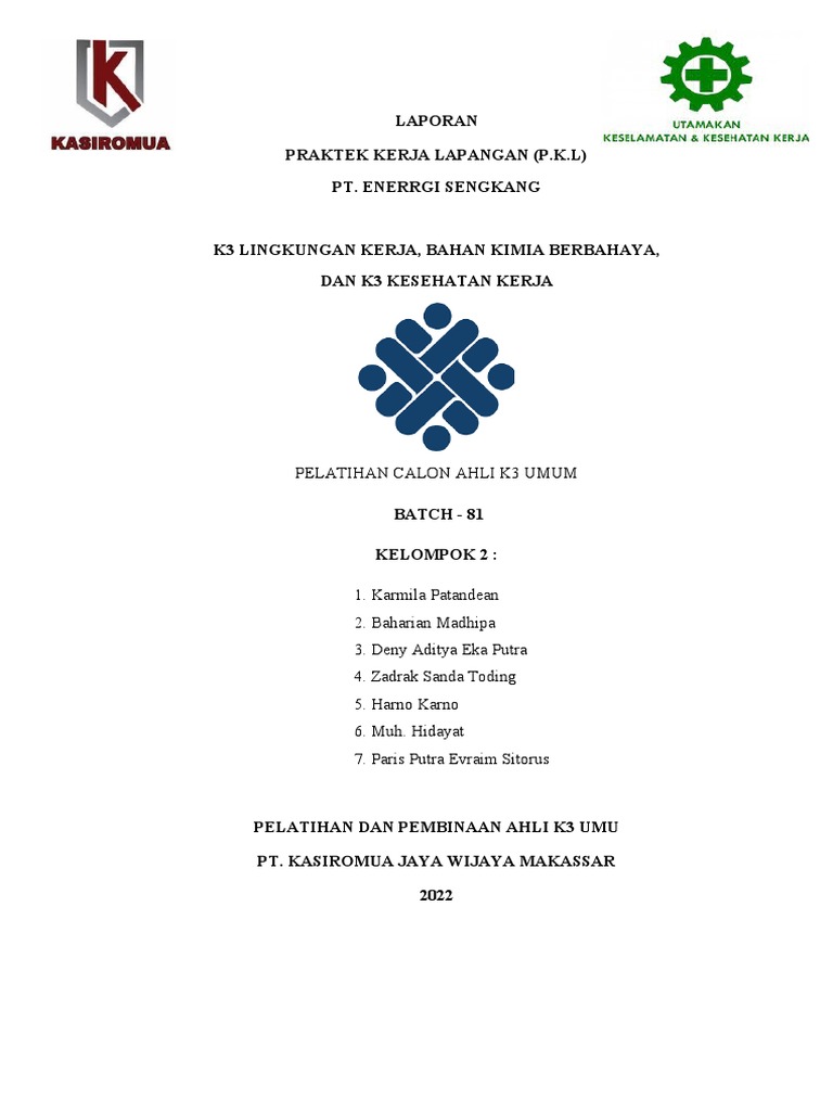 Kelompok 2 (K3 Lingkungan Kerja, Bahan Kimia Berbahaya, Dan K3 Kesehatan Kerja) | PDF