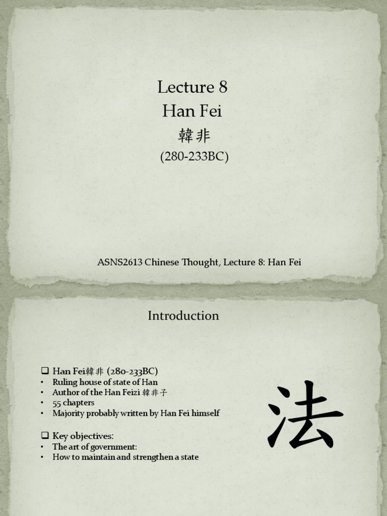 ASNS2613 Chinese Thought, Lecture 8 - Han Fei | PDF | Chinese ...